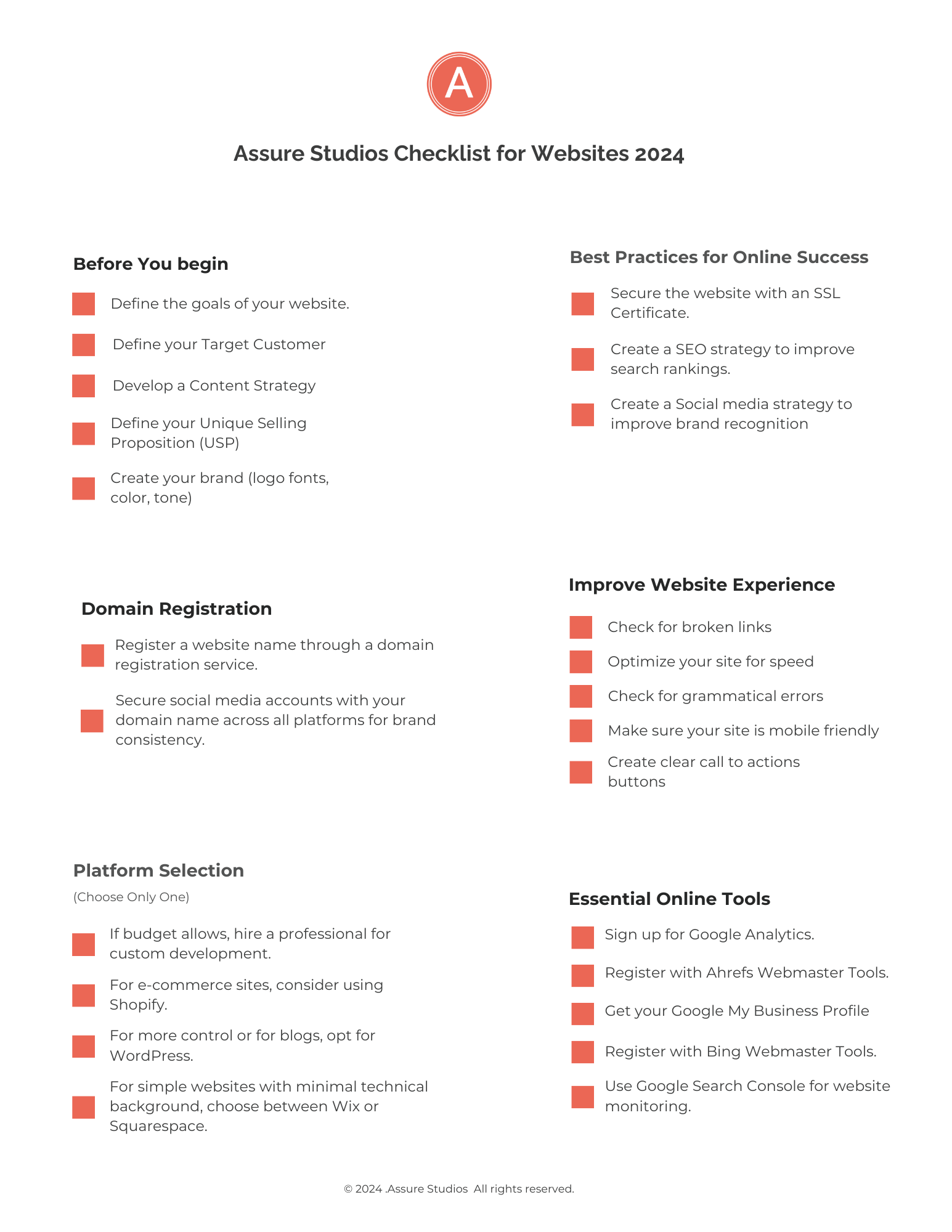 Web Design Checklist - Assure Studios Web Design Checklist - Assure Studios